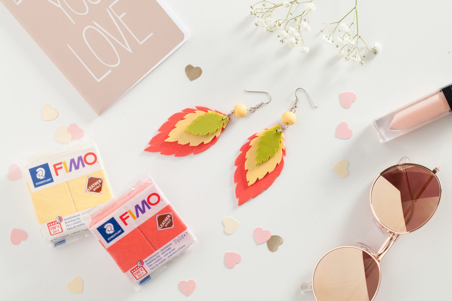 FIMO Leather-Effect Leaf Earrings - The Bench | Cooksongold