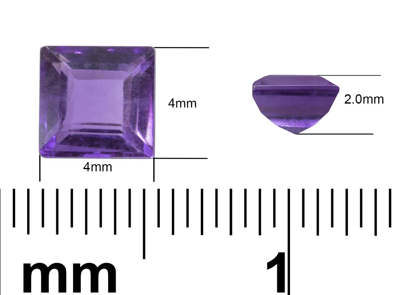 Amethyst, Square, 4x4mm - cooksongold.com