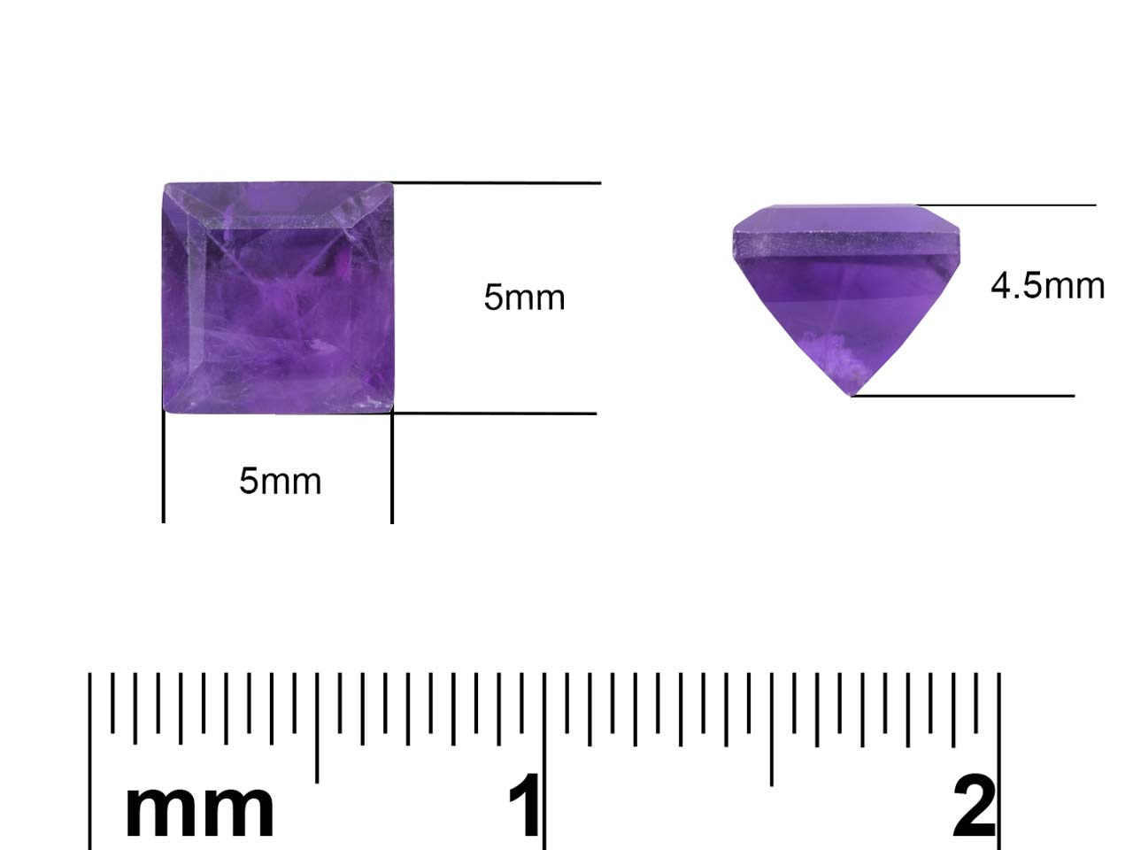 Amethyst, Square, 5x5mm - cooksongold.com