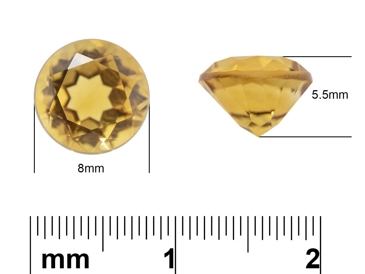 Citrine, Round, 8mm - cooksongold.com