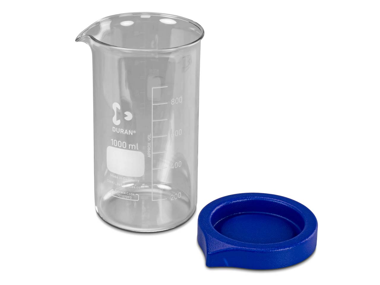 Elma Glass Beaker With Lid And Rubber Ring, 1000ml - cooksongold.com