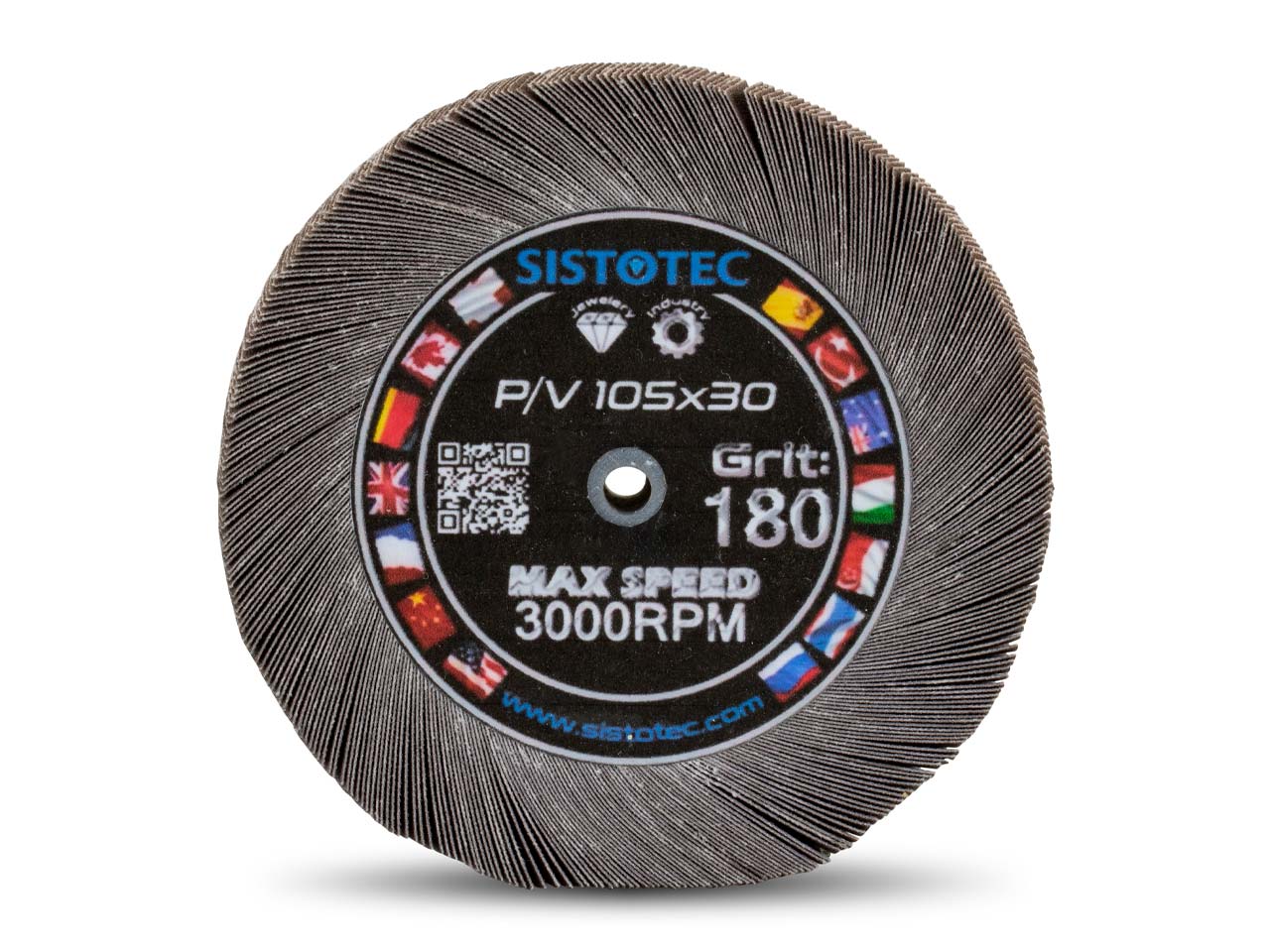 Emery Flap Wheel, 180 Grit, 105mm/4" - cooksongold.com