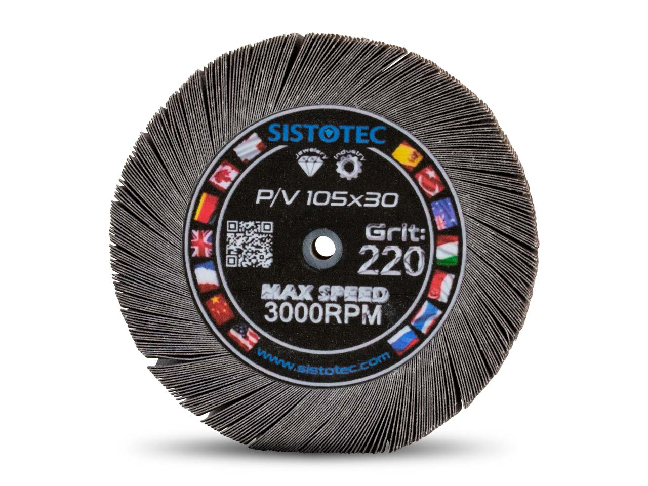 Emery Flap Wheel, 220 Grit, 105mm/4" - cooksongold.com