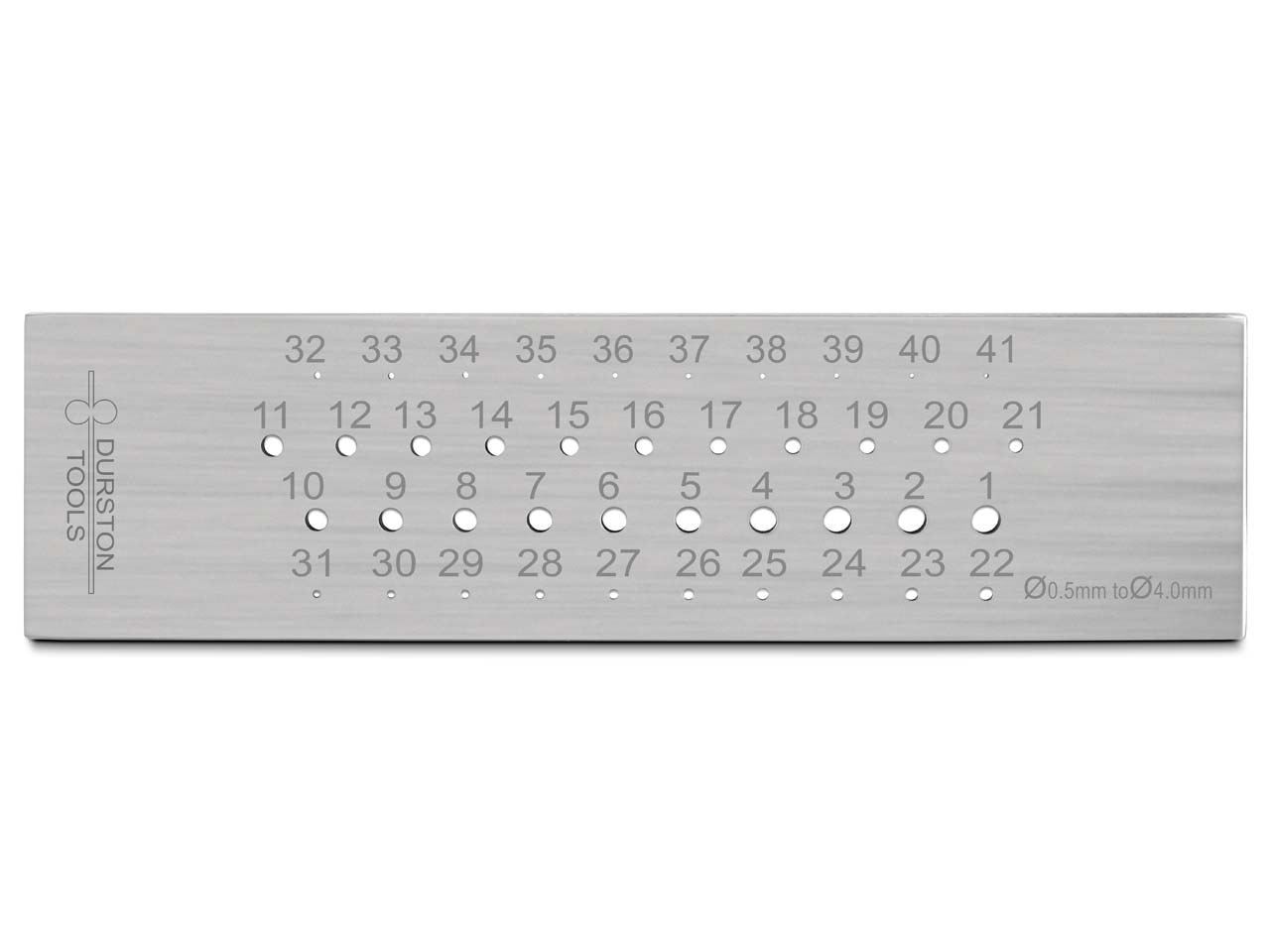 Durston Steel Round Drawplate, 0.5mm - 4.0mm, 41 Hole - cooksongold.com