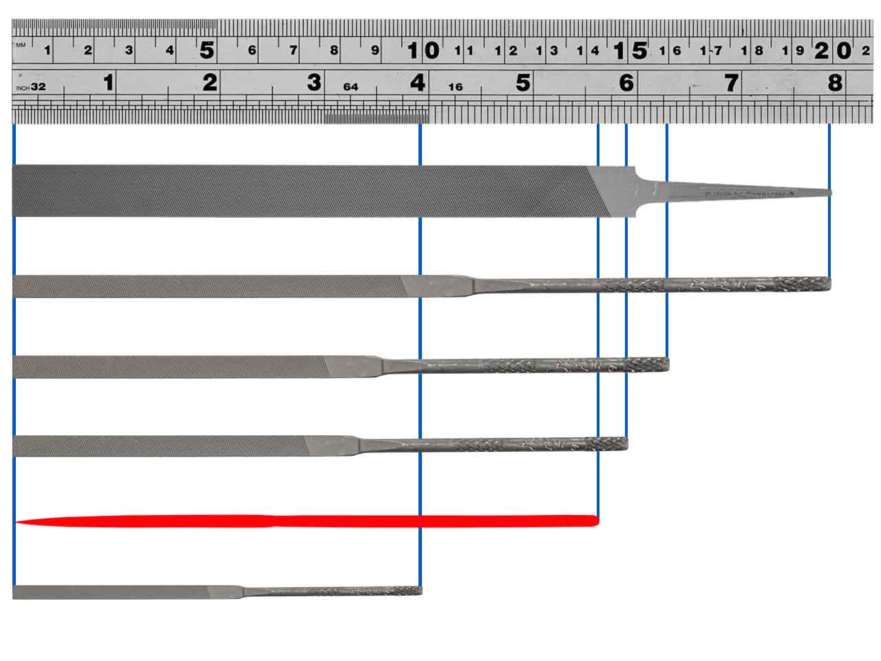 Vallorbe Escapement File, Three Square, 55mm/2.2", Cut 6 - Fine Grade ...