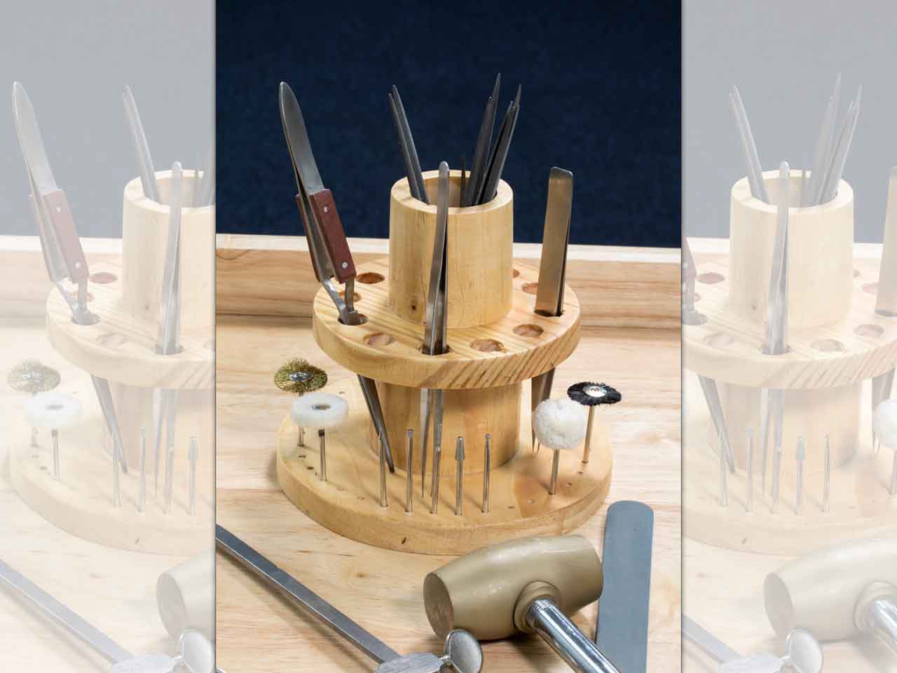 Multipurpose Wooden Tool Stand | Cooksongold | Jewellery Making Supplies