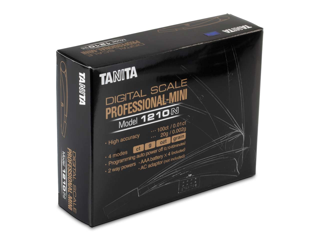 Tanita 1210n Professional Digital Mini Carat Scale 20g X 0.002g / 100ct X 0.01ct - cooksongold.com