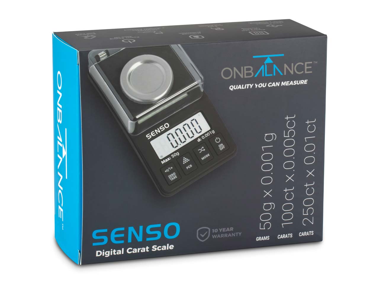 On Balance Sen-250 Carat Scale, 50g X 0.001g - cooksongold.com