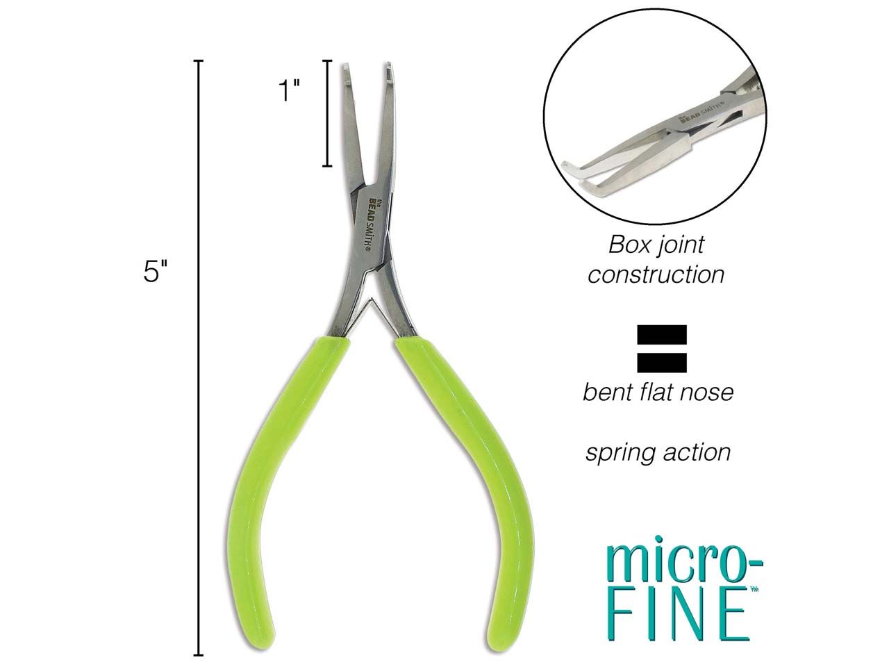 Micro-fine Mini Bent Flat Nose Pliers With Springs 125mm/5 ...