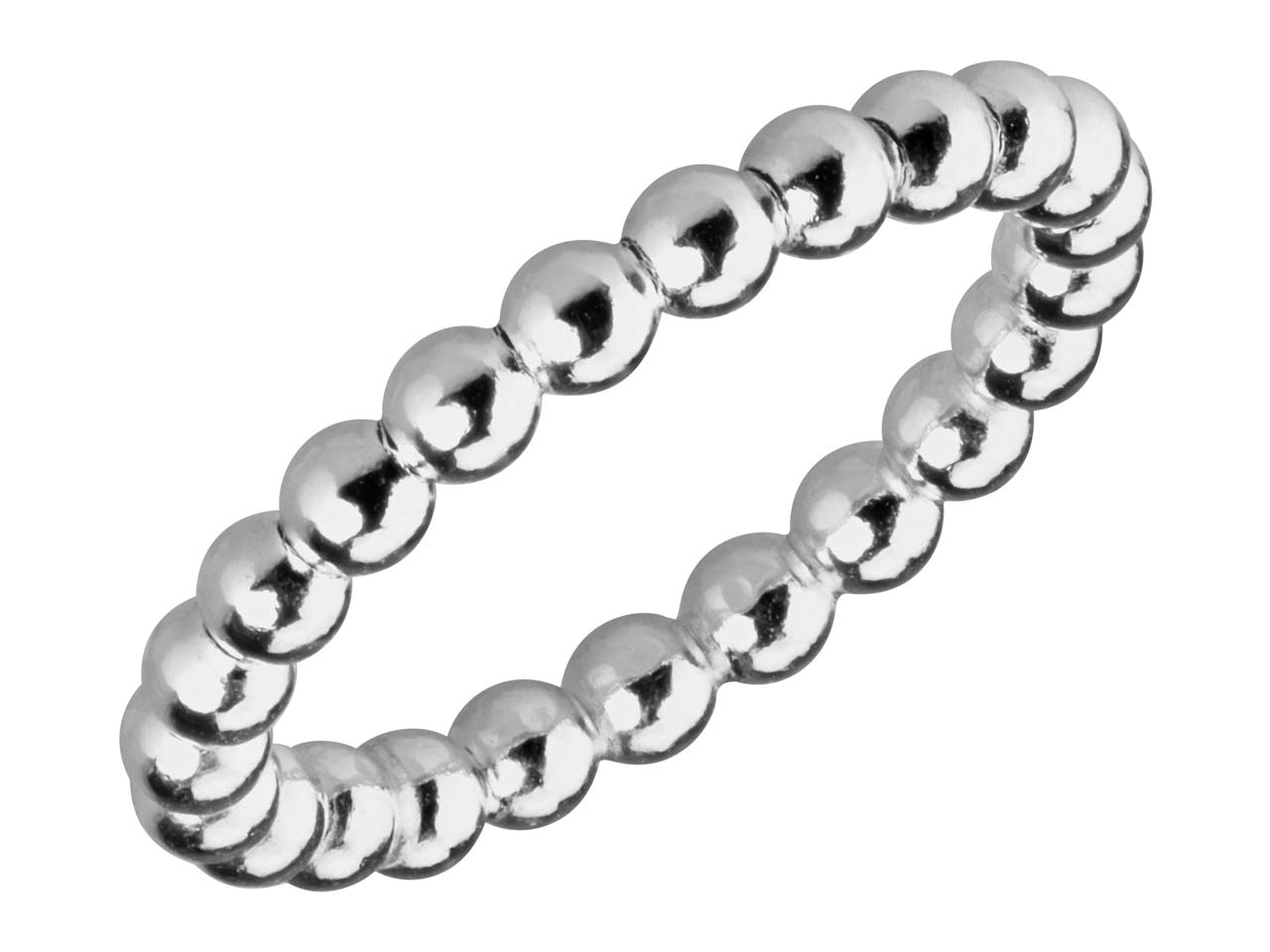 Sterling Silver Beaded Ring 3mm Size O - cooksongold.com