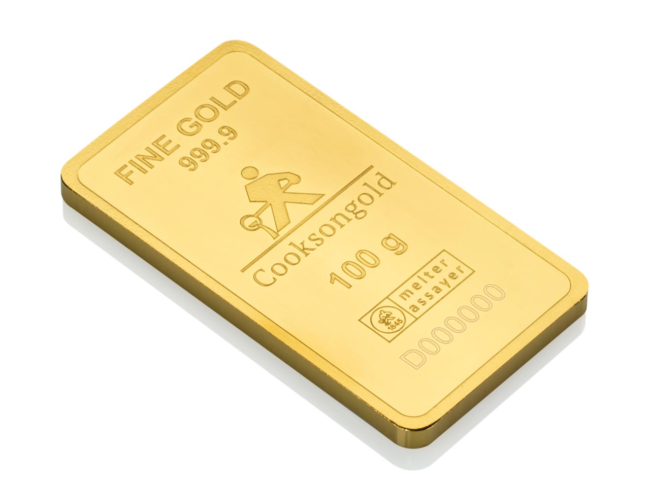 Fine Gold Bar 100gm Stamped UK Design With A Serial Number And Supplied ...