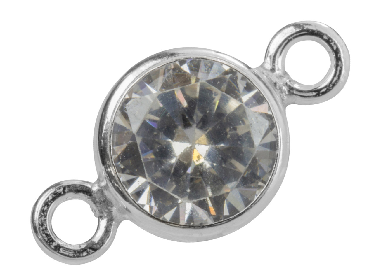 Sterling Silver Connector 6mm, Bezel Set Cubic Zirconia - cooksongold.com