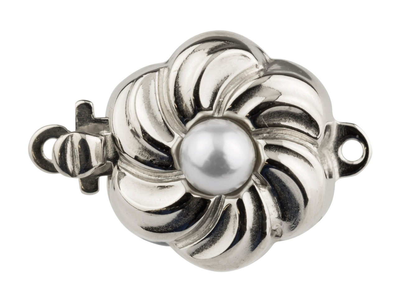 Sterling Silver Clasp With Cultured Pearl 12mm Round Flower Shape ...