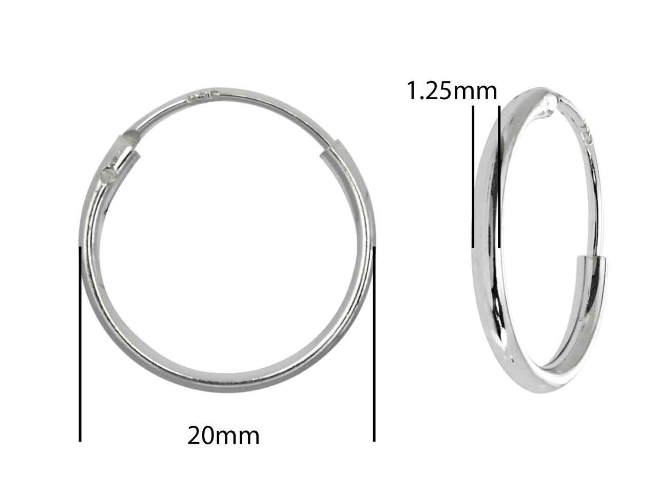 Sterling Silver Endless Hoops 20mm Pack of 2 - cooksongold.com