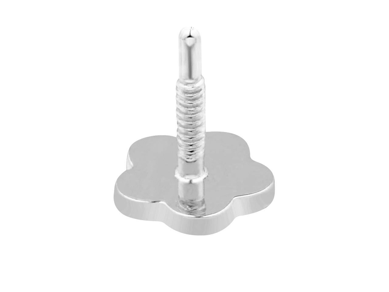 Sterling Silver Plain Flower Labret Post 4mm - cooksongold.com