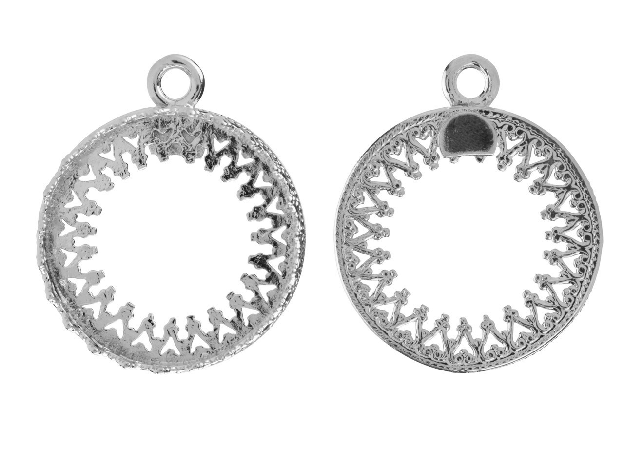 Sterling Silver Round Filigree Bezel Cup 16mm - cooksongold.com