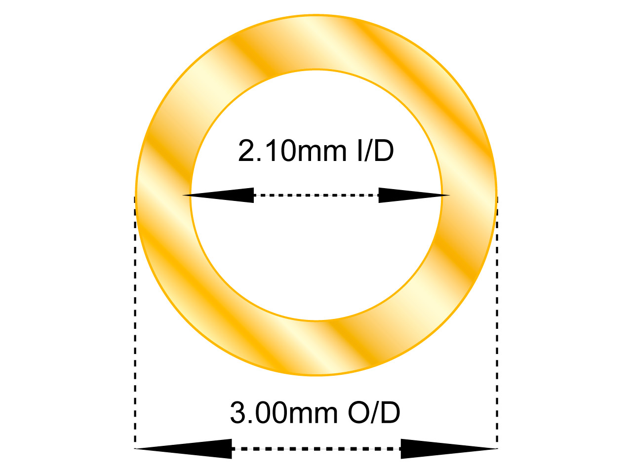 18ct Yellow Gold Tube, Ref 5, Outside Diameter 3.0mm, Inside Diameter 2 ...