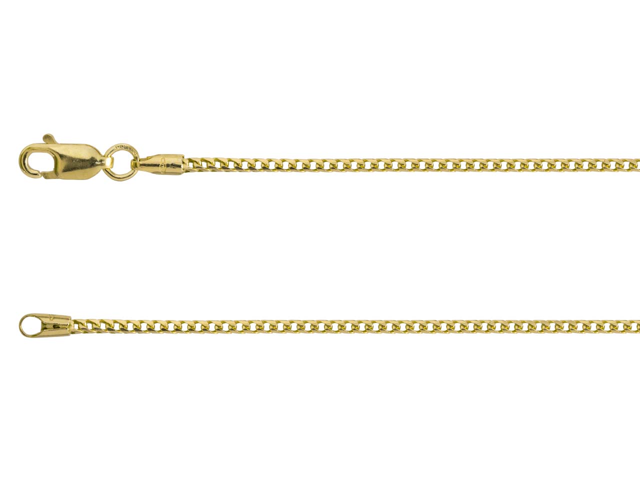 9ct Yellow Gold 1.5mm Franco Chain 16"/40cm Hallmarked | Cooksongold ...