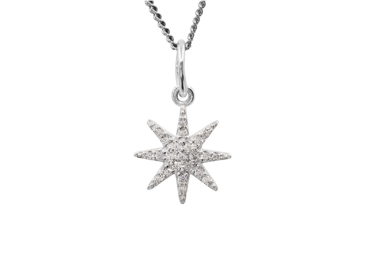 Sterling Silver Octogram Star Design Pendant With Cubic Zirconia ...