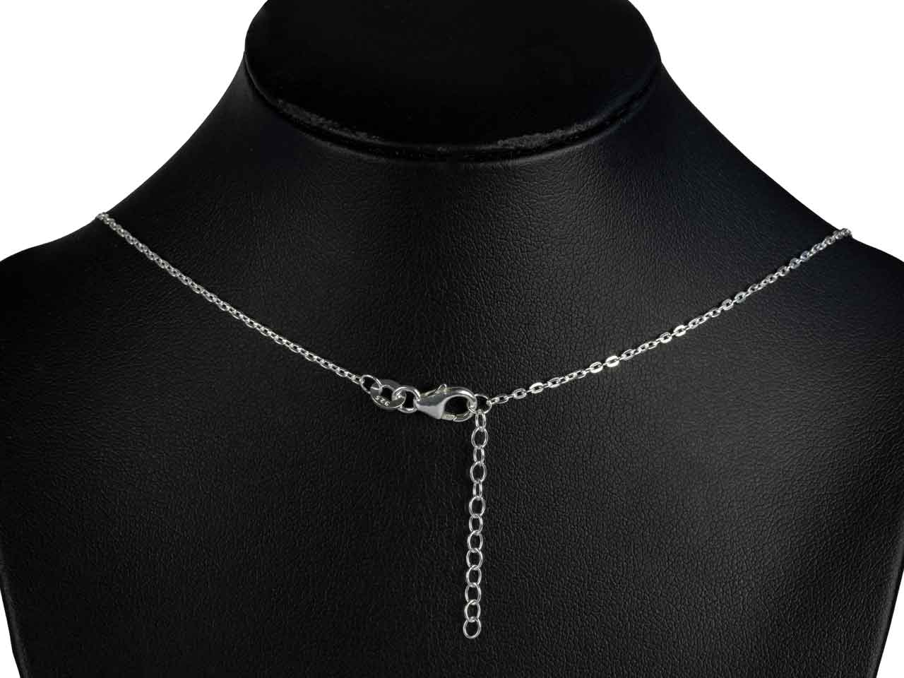 Sterling Silver Double Circle Link Stone Set Necklet 18"/45cm ...