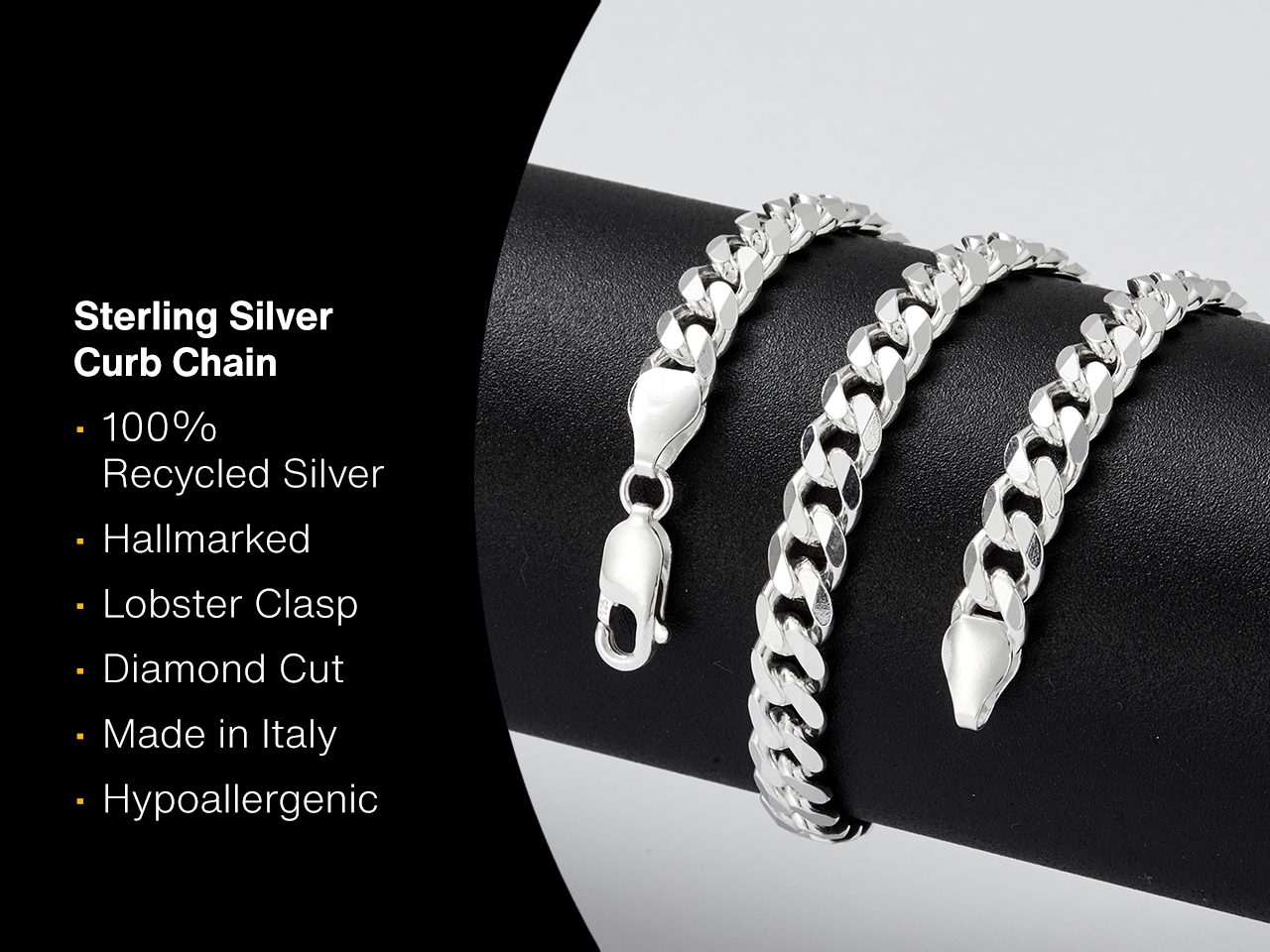 Sterling Silver 6.6mm Diamond Cut Curb Chain 20"/50cm Hallmarked, 100% ...