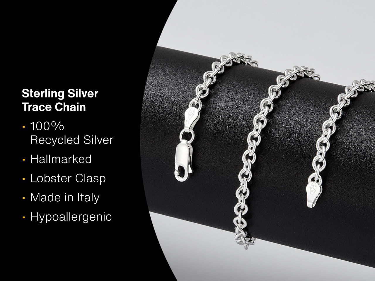 Sterling Silver 3.9mm Trace Chain 22"/55cm Hallmarked, 100% Recycled ...