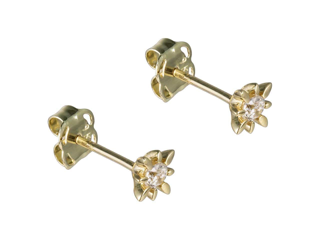 9ct Yellow Gold Celestial Design Stud Earrings With Cubic Zirconia - cooksongold.com
