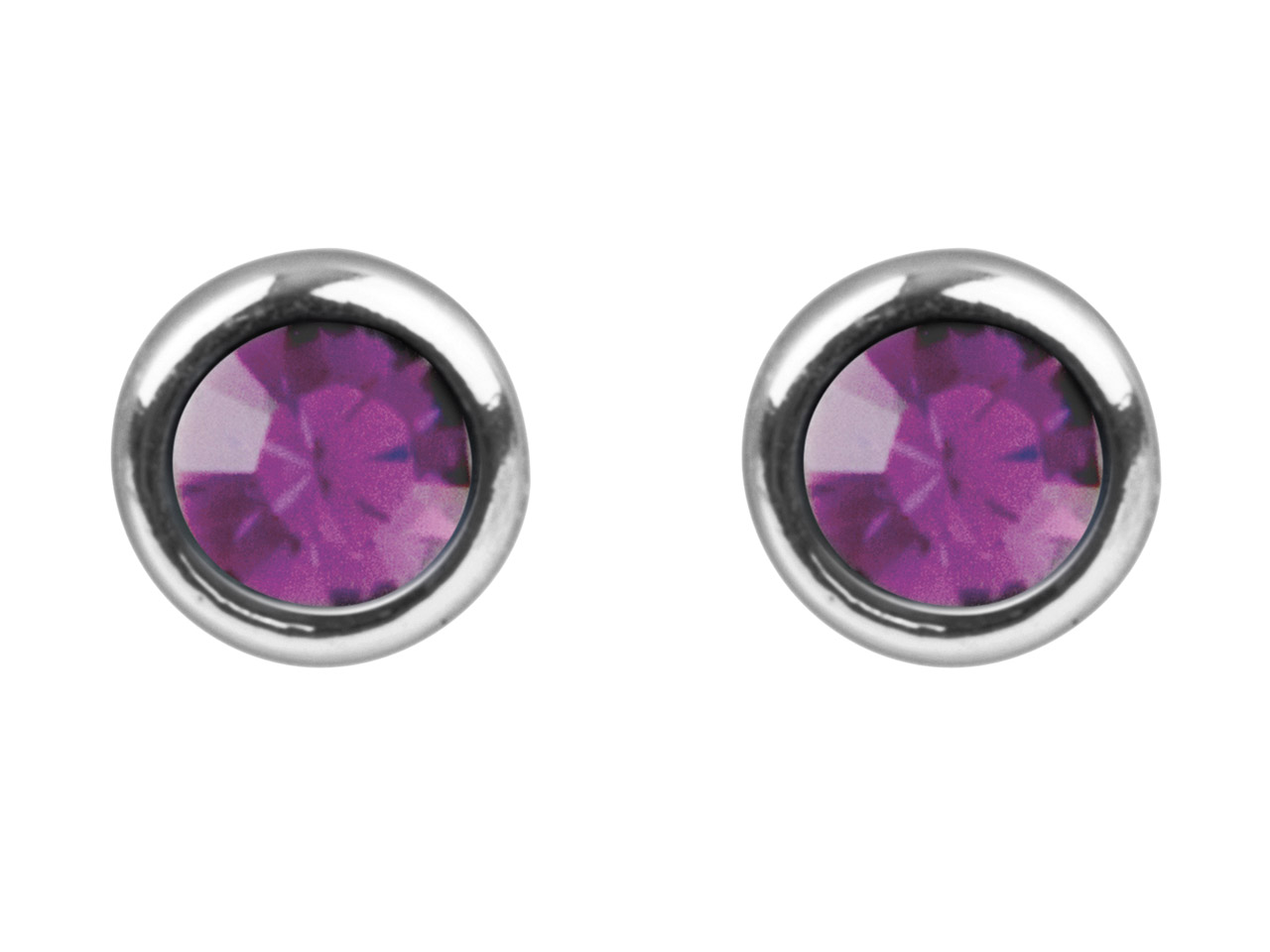 Sterling Silver Earrings June Birthstone 4mm Light Amethyst Crystal ...